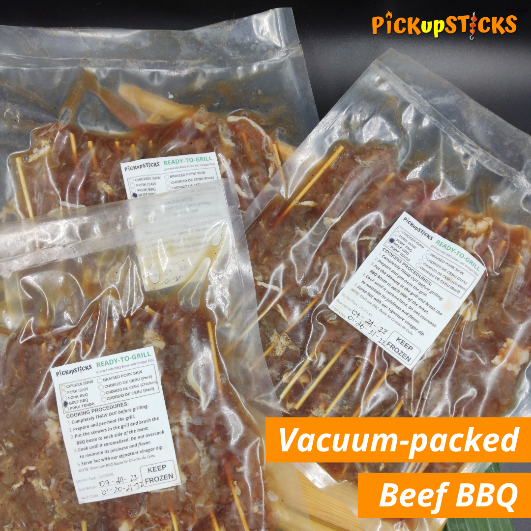 Vacuum-packed Beef BBQ (20 sticks per pack) – PICKupSTICKS Online Store
